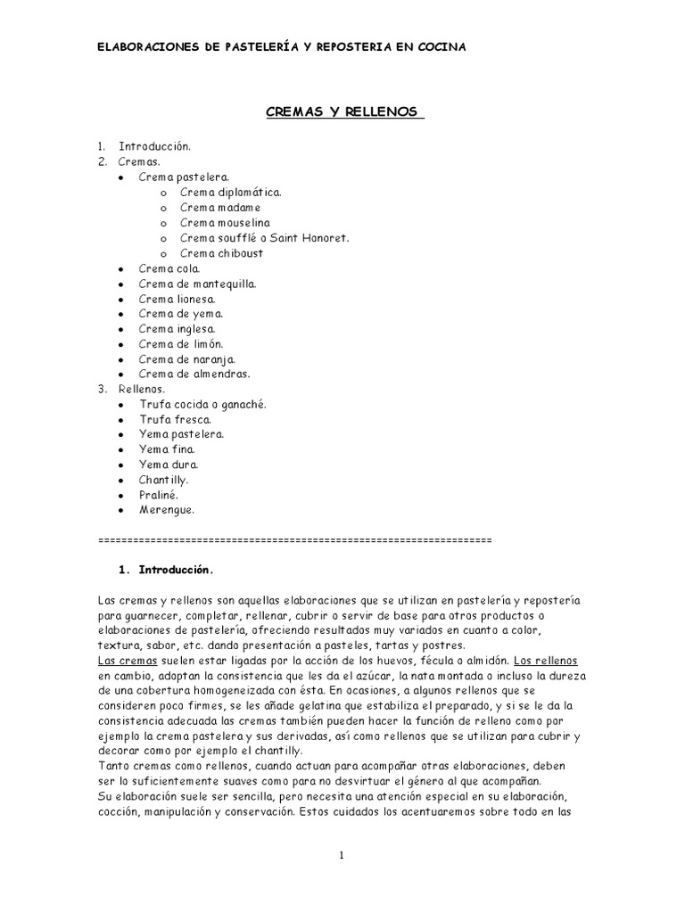 Cremas y Rellenos | PDF