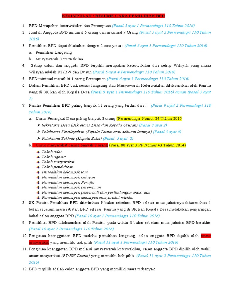 Cara Pemilihan BPD | PDF