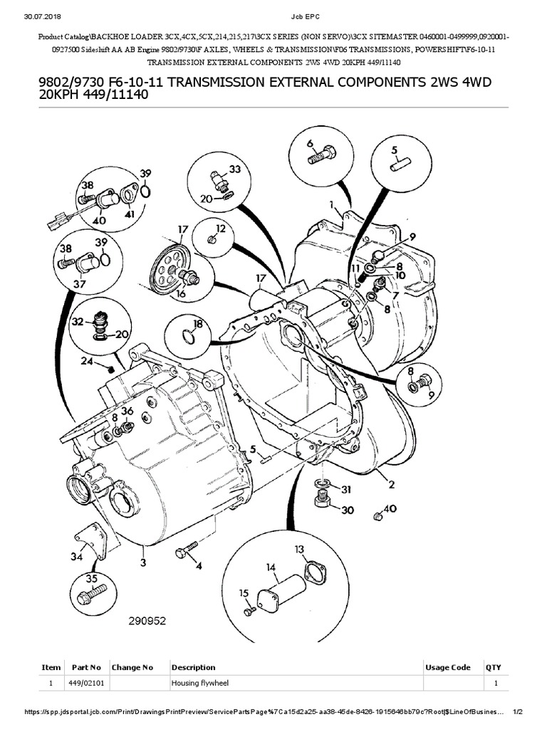 9802/9730 F6-10-11 Transmission External Components 2Ws 4Wd 20KPH 449/ ...
