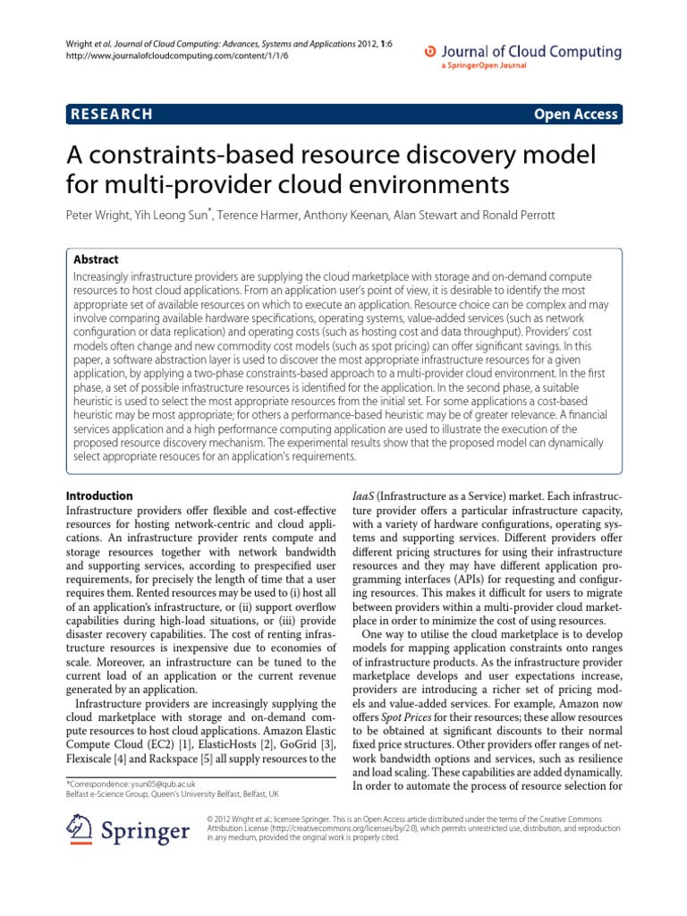 A Constraints Based Resource Discovery Model Pdf Cloud Computing Software