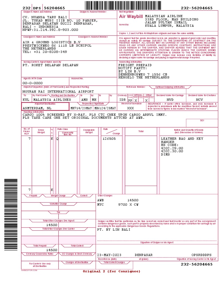 Draft Awb 232-56204665 | PDF