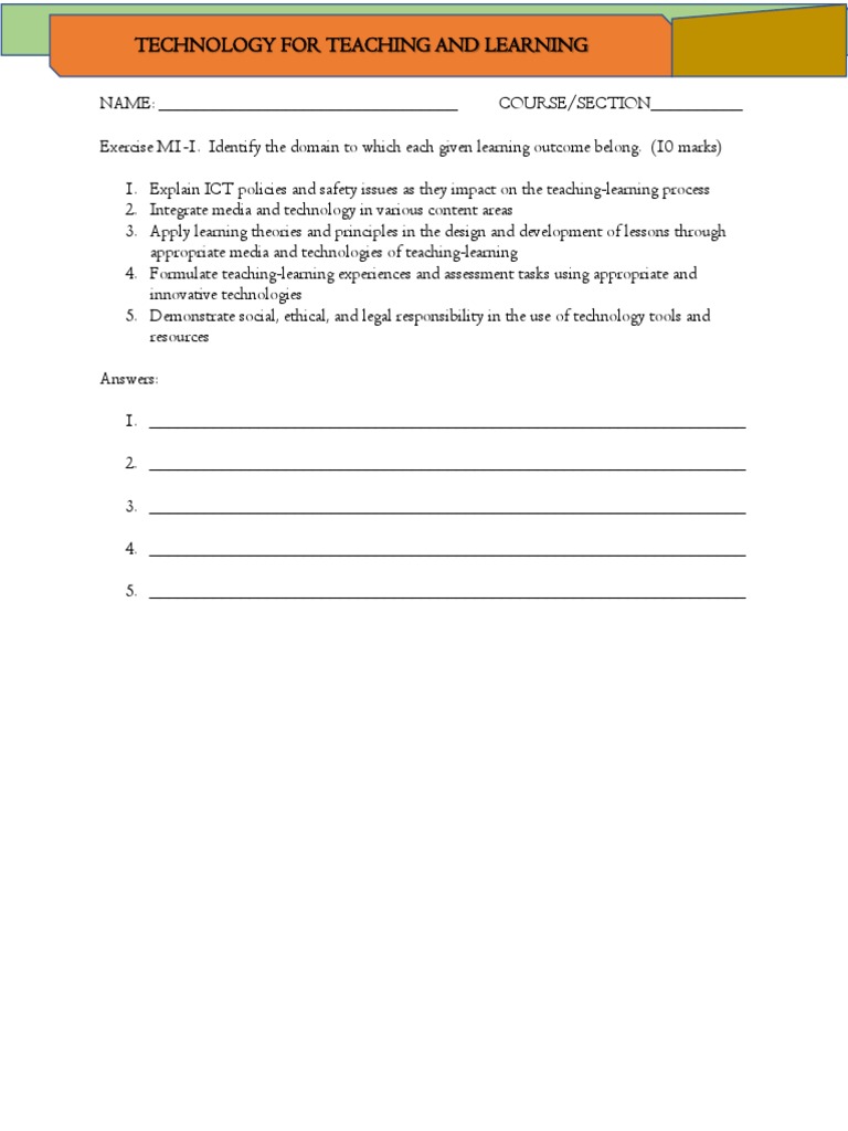 TTL-Module 1-Exercises | PDF | Educational Technology | Education Theory