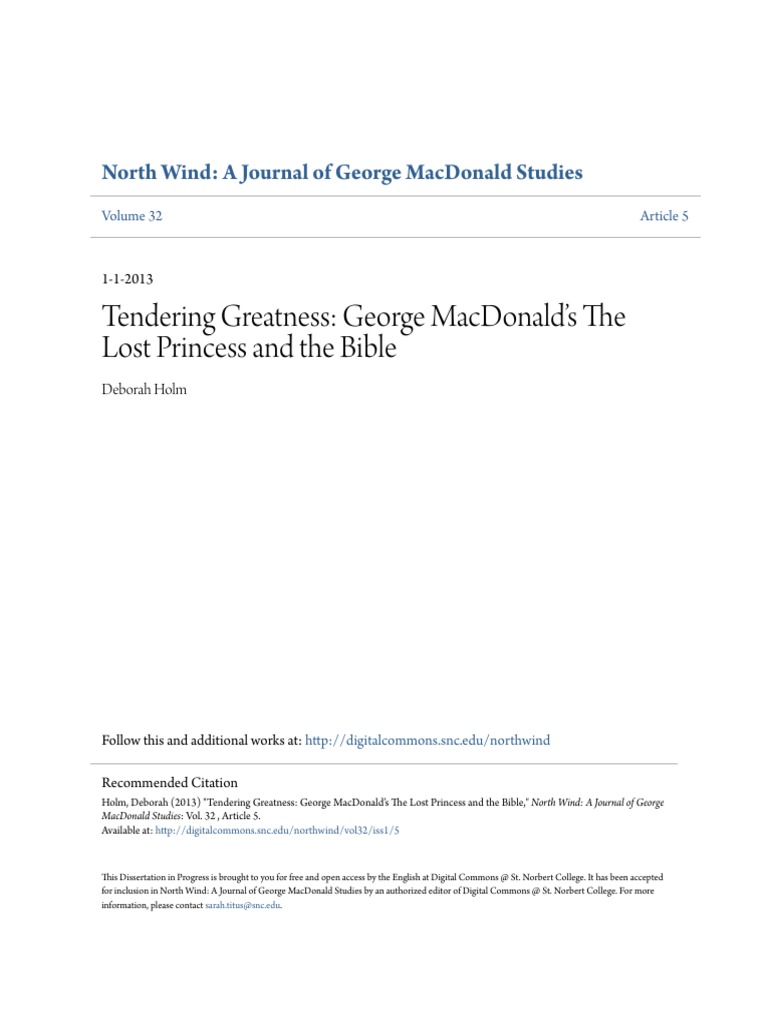 Tendering Greatness - George MacDonald - S The Lost Princess and The ...