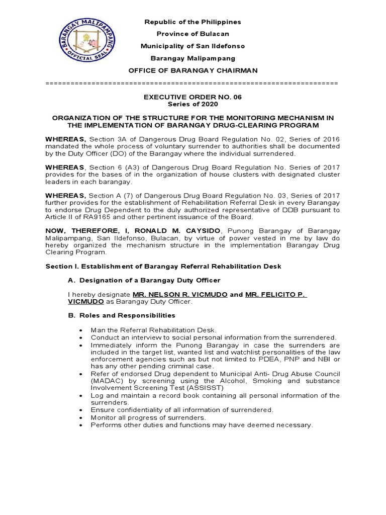 E.O 17 Badac Monitoring Team | PDF