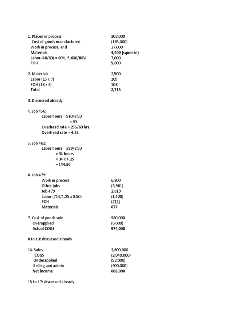 6 3 Solutions To Quiz No 2 Job Order Costing PDF
