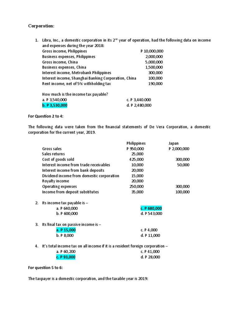 Corporate Tax Calculation Guide | PDF | Income | Income Tax