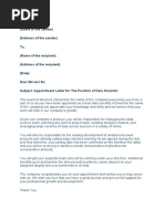 Assignment Letter Template Sample | PDF
