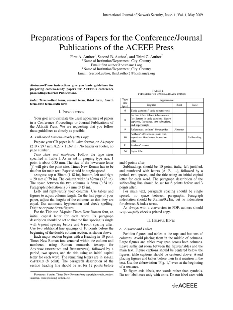 ACEEE Template | Download Free PDF | Citation | Paragraph