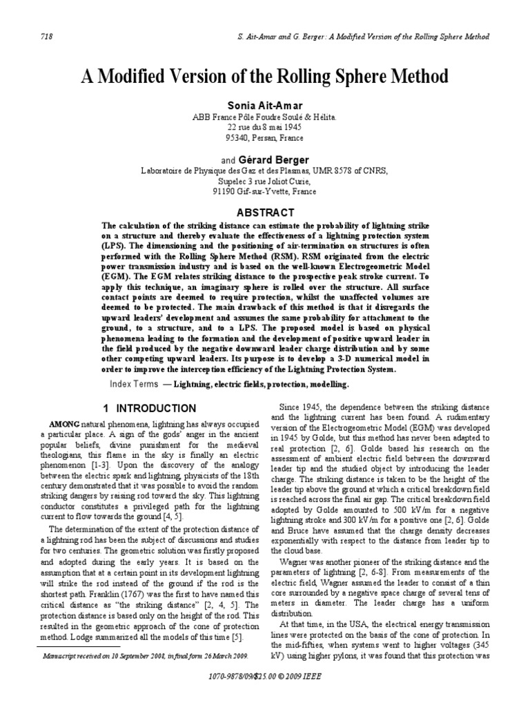 Modified Rolling Sphere Method for Lightning Protection | PDF ...