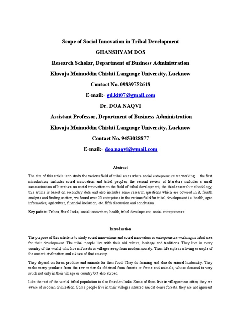 Scope - of - Social - Innovation - in - Tribal - Development | PDF ...
