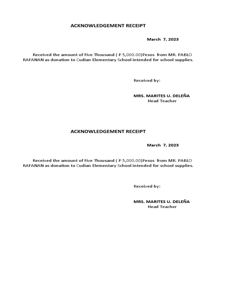 Acknowledgement Receipt | PDF