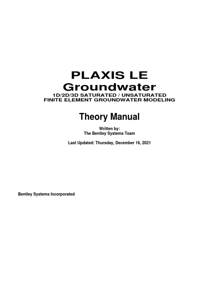 PLAXIS LE - Groundwater - Theory - Manual | PDF | Partial Differential ...