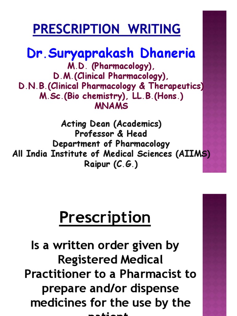 Prescription Writing | PDF | Medical Prescription | Pharmacy