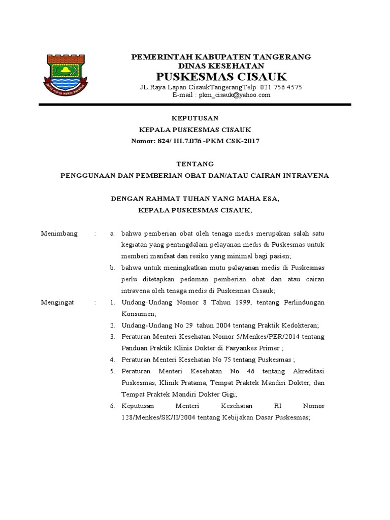 7.6.3.3 SK Penggunaan Cairan Intra Vena | PDF