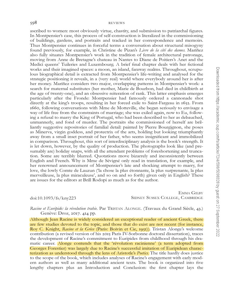 Review of Tristan Alonge Racine Et Eurip | Descargar gratis PDF | Jean ...