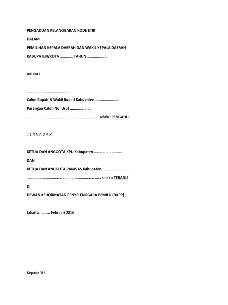 Pengaduan Pelanggaran Kode Etik | PDF | Hukum