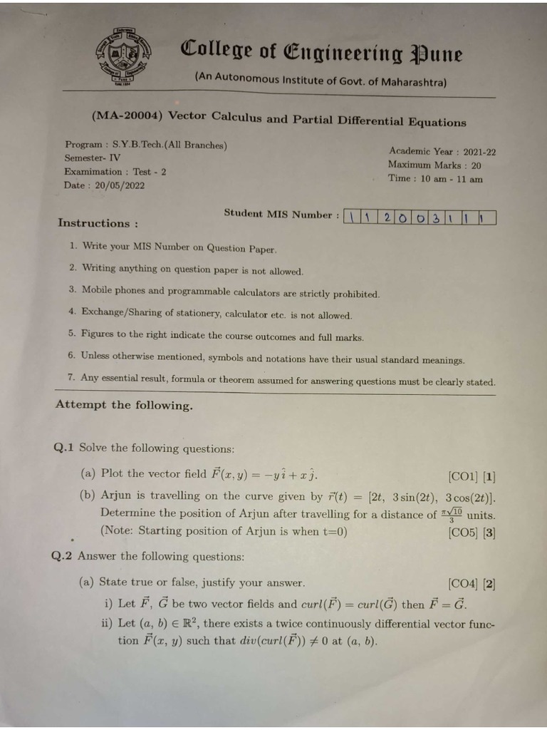 T2 Question Paper | PDF