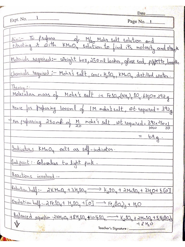 Chemistry Practical File | PDF
