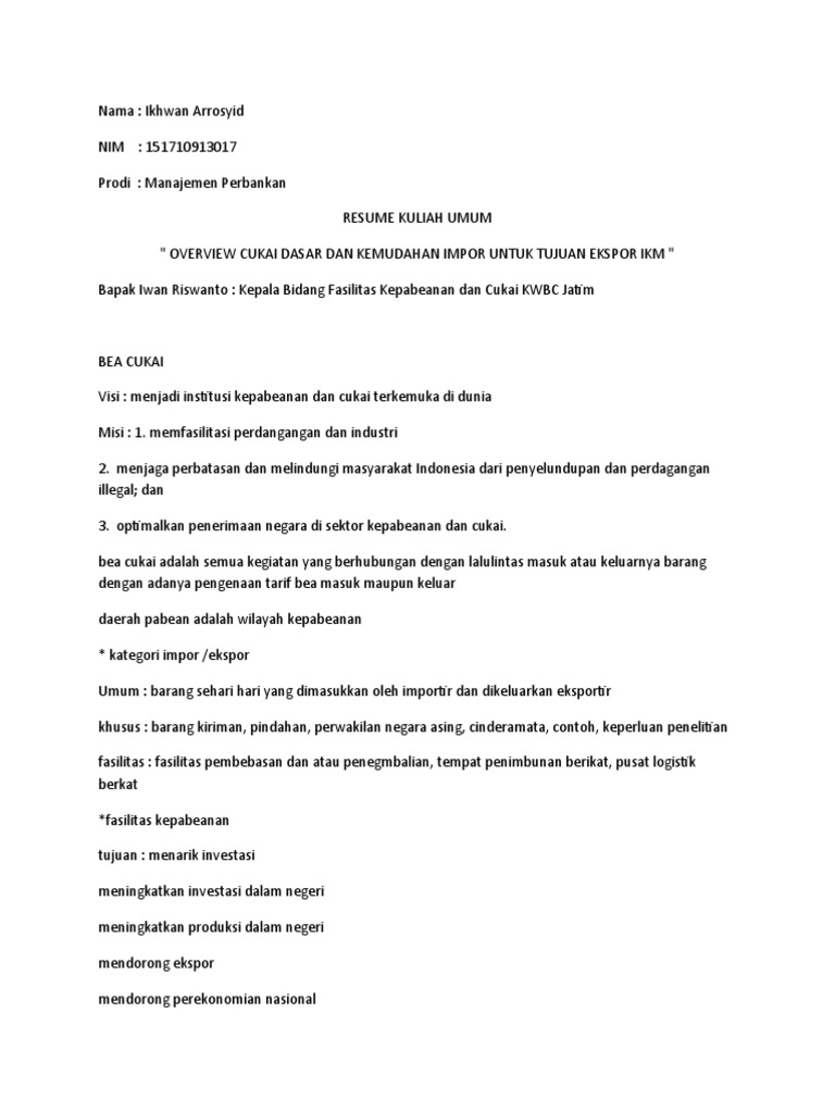 Resume Kuliah Umum | PDF