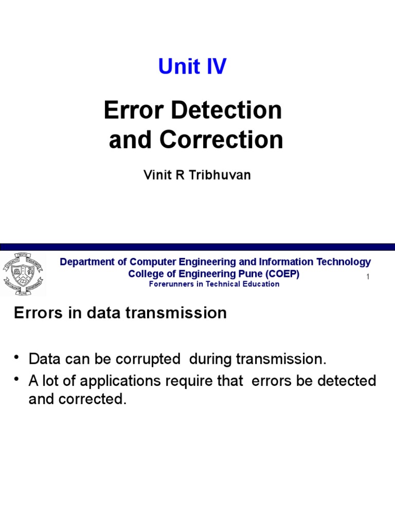 U4 Error Detection (1) .PPTX - 1 | PDF | Error Detection And Correction | Computer Science