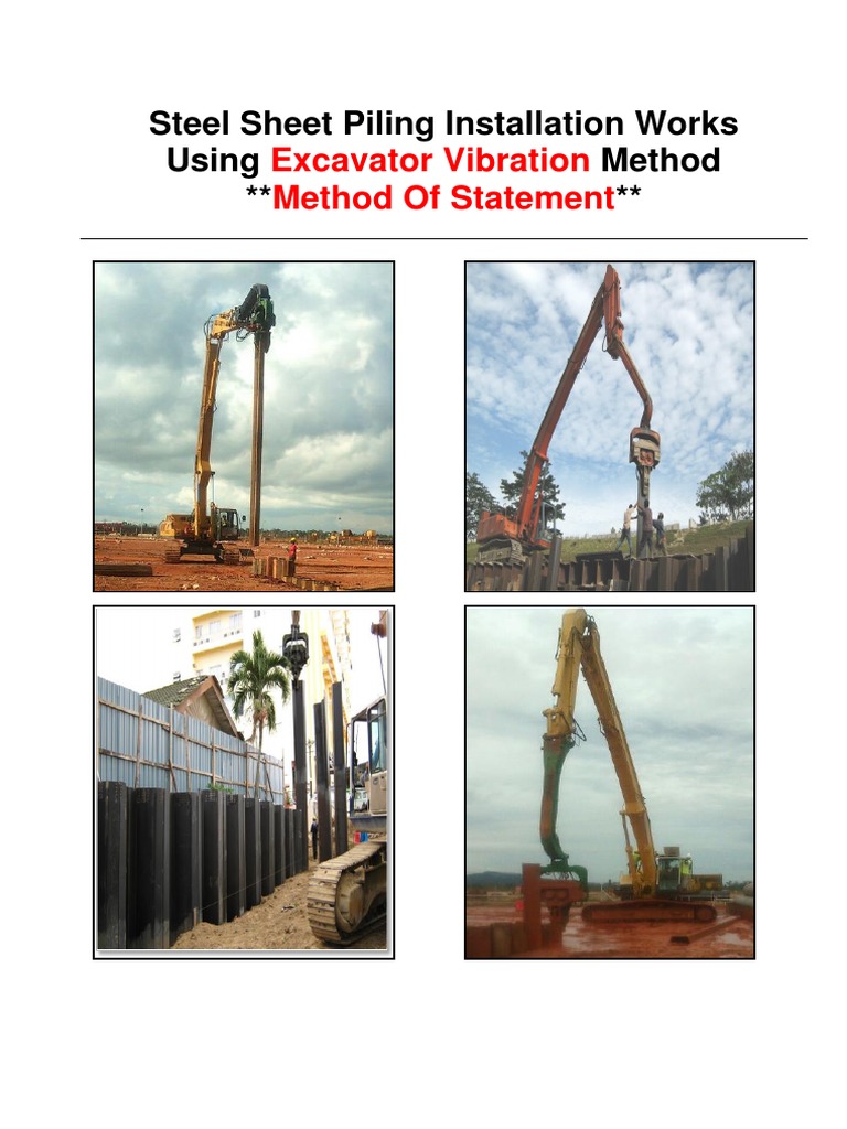 Method of Statement - Excavator Vibro Machinery | PDF