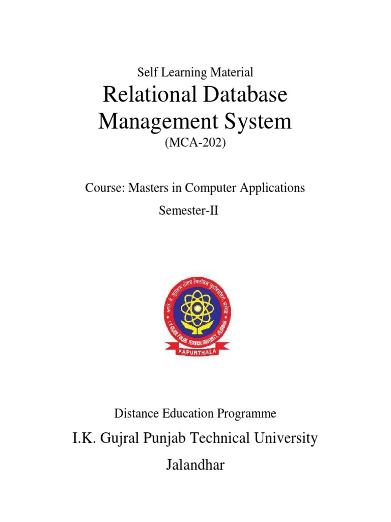 Relational Database Management System: Self Learning Material | PDF