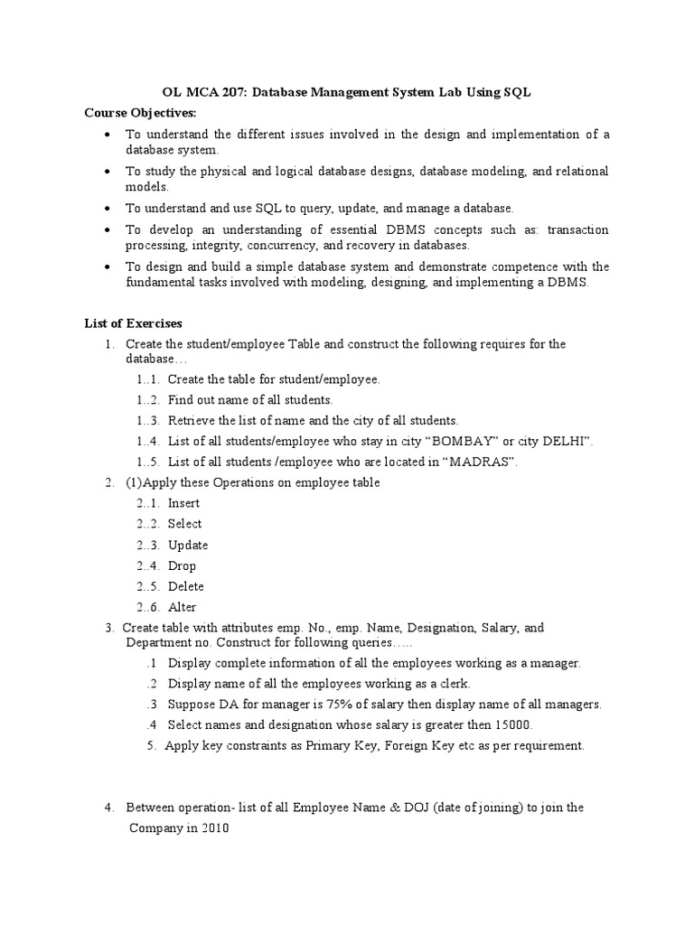 Mca 207 | PDF | Relational Database | Databases