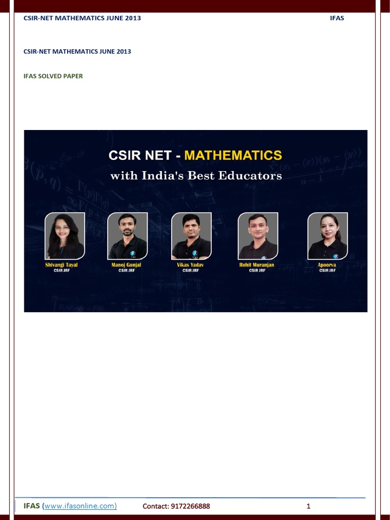Csir-Net Mathematics June 2013 | PDF
