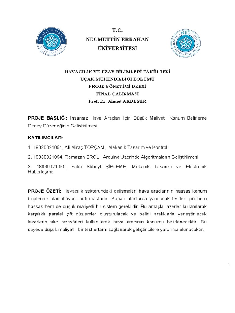 Proje Yönetimi Dersi Final | PDF