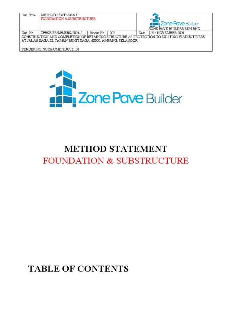 Method Statement - Foundation & Substructure ZPBSB | Download Free PDF | Composite Material ...