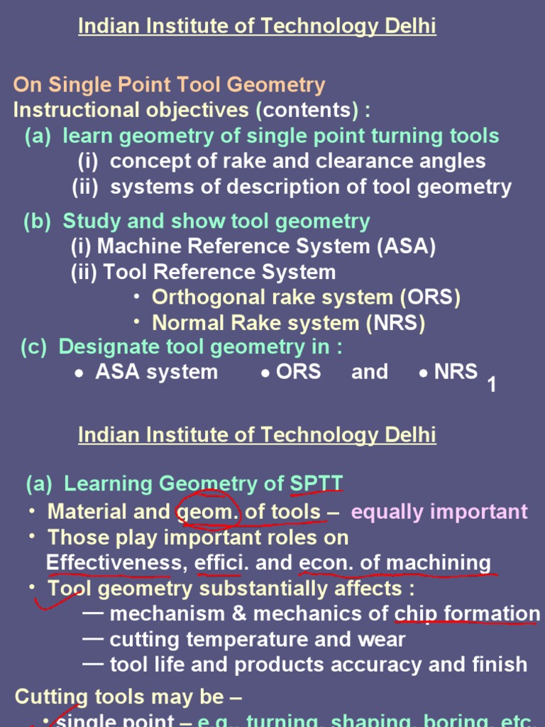 On Single Point Tool Geometry: Indian Institute of Technology Delhi ...
