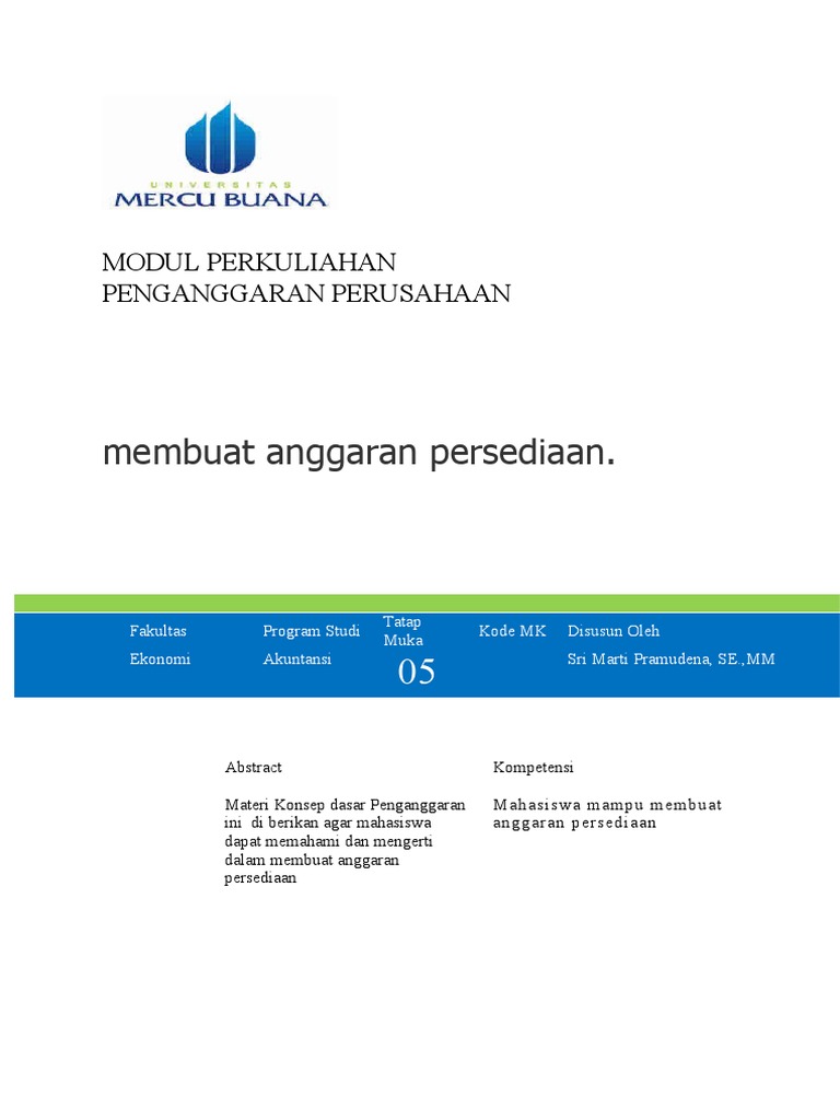 Pert 5 Membuat Anggaran Persediaan | PDF