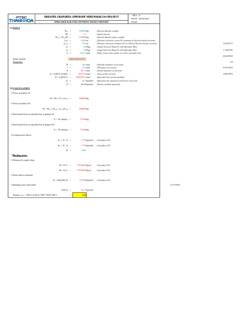 Spreader Bar For Lifting | PDF | Bending | Structural Engineering