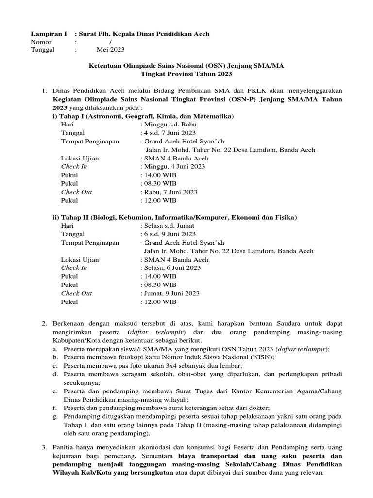 Surat Osn Fls2n & O2sn Sma 2023 | PDF