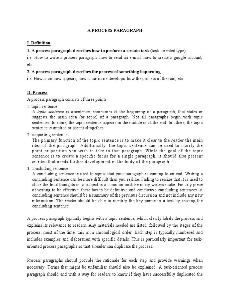 Process Paragraph | PDF | Paragraph | Thought