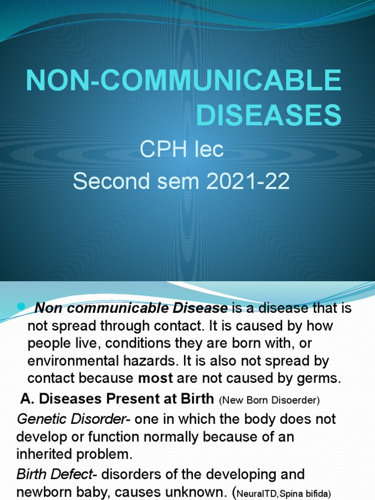 CPH CHPTR 8 Revisednon Communicable Diseases | PDF | Bronchitis | Myocardial Infarction