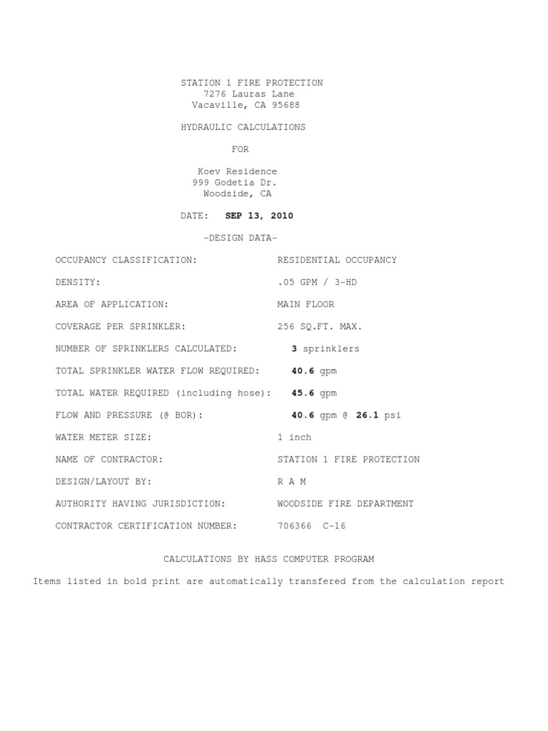 Sample Hass Report From Web | PDF | Fire Sprinkler System | Pipe (Fluid Conveyance)