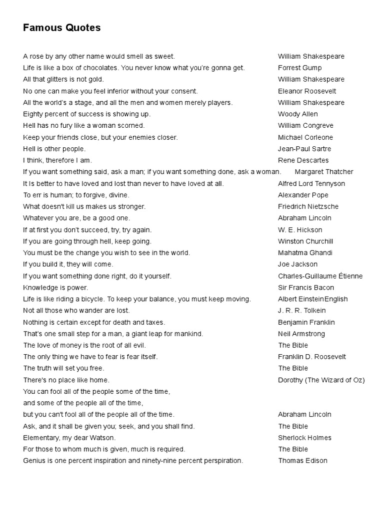 Famous Quotes | PDF | Young Adult