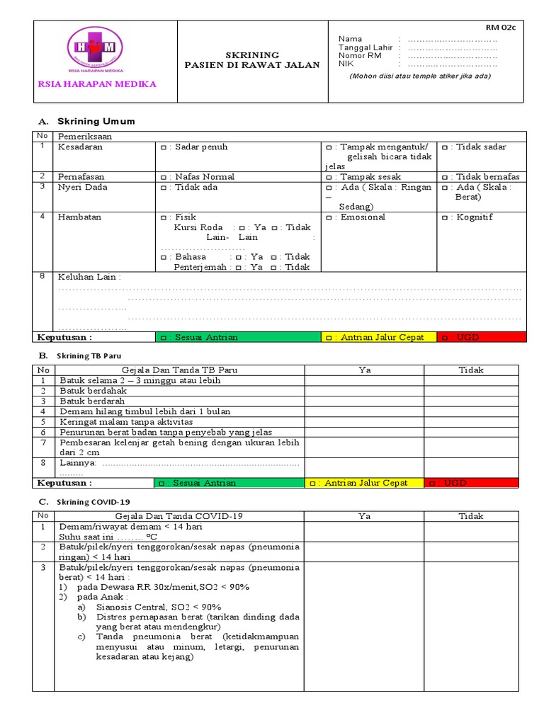 Formulir Skrining Di TPP Rawat Jalan | PDF