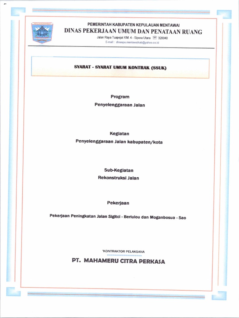 Syarat-Syarat Umum Kontrak (SSUK) | PDF