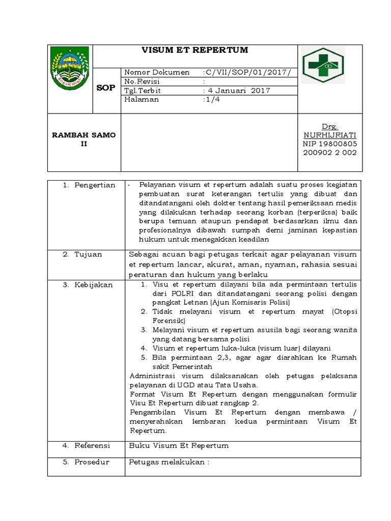 Prosedur Pelayanan Visum Et Repertum | PDF