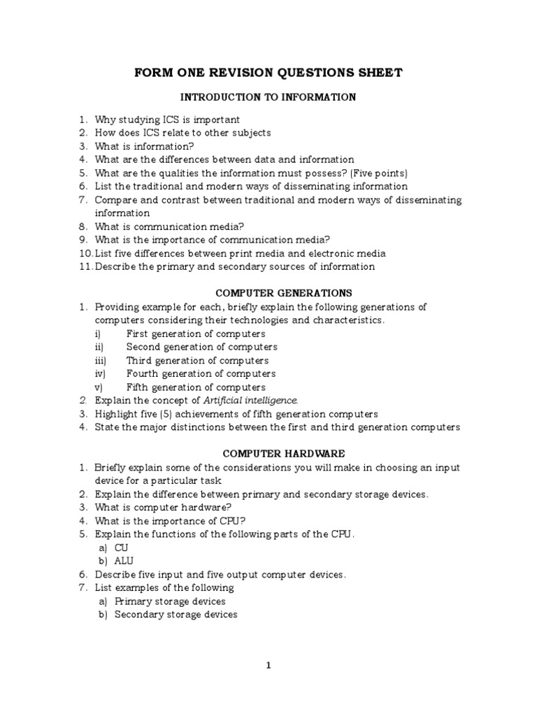 F1 Ics Questions | PDF | Computer Data Storage | Central Processing Unit