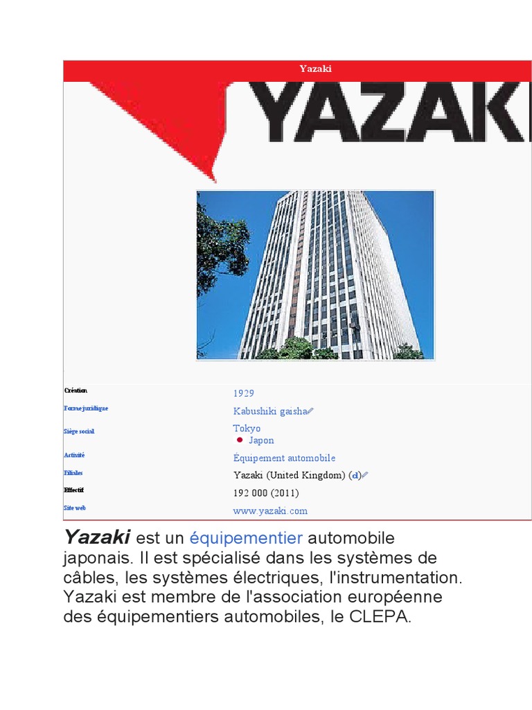 Yazaki: Leader du Câblage Automobile | PDF | Business | Économie