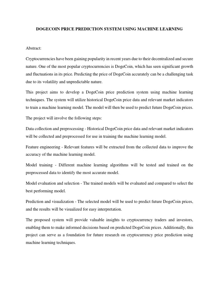 DOGECOIN PRICE PREDICTION SYSTEM USING MACHINE LEARNING | PDF