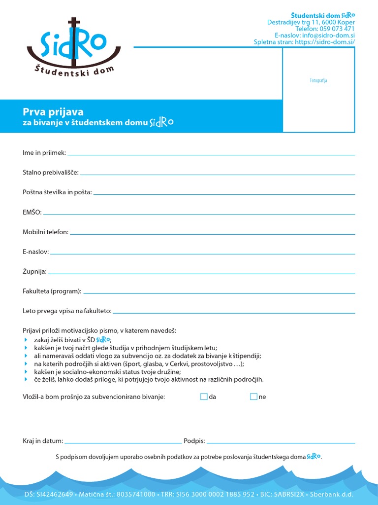 Sidro Prva-Prijava | PDF