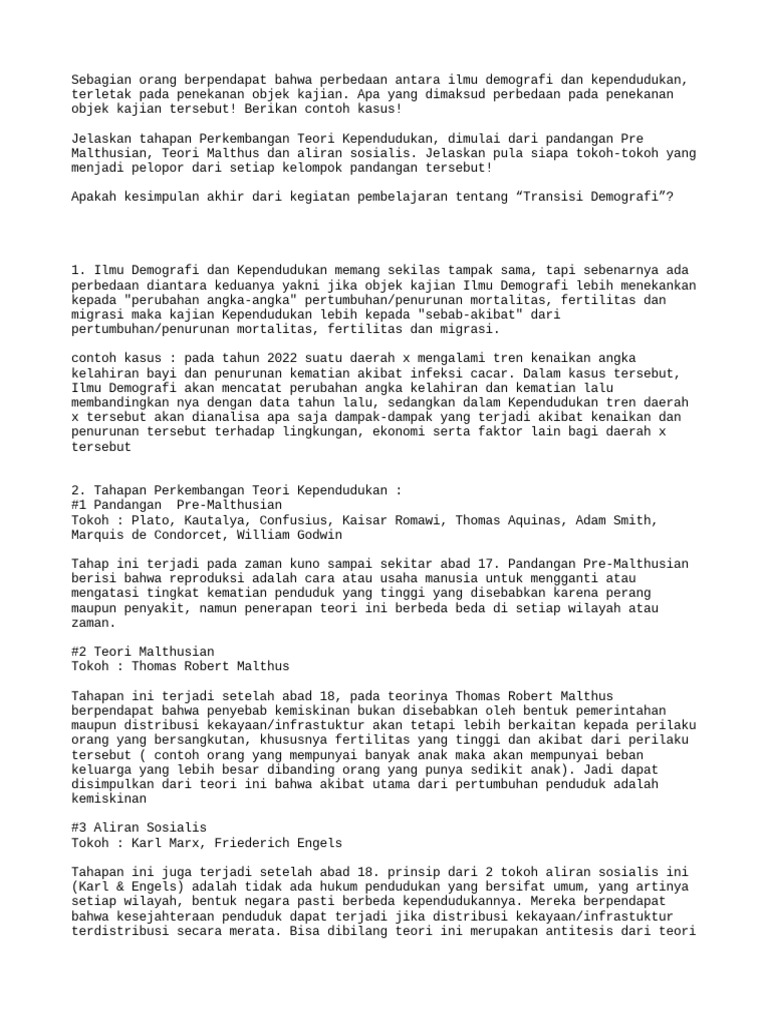 Diskusi Sesi 1 Kependudukan | PDF