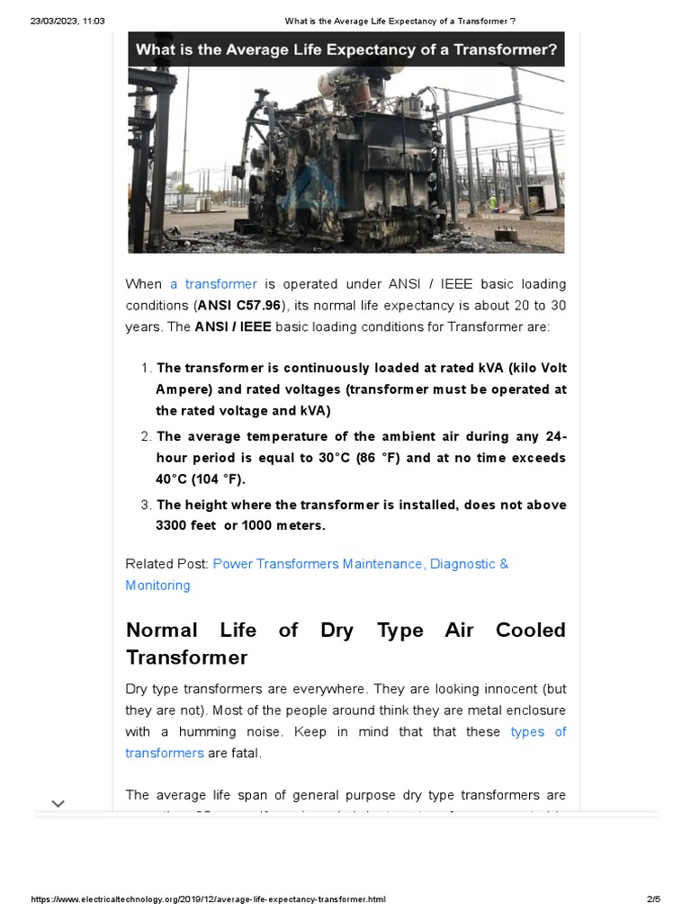 Transformer Average Life Expectancy | PDF | Transformer | High Voltage