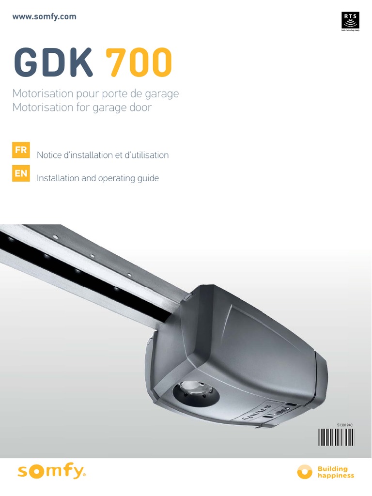 Notice d'installation GDK 700 Somfy | PDF | Apprentissage automatique ...