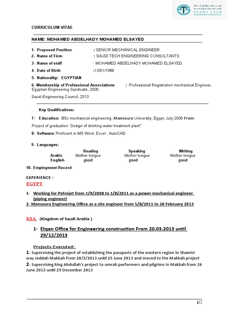 Eng - Mohamed Abdelhady Mohamed Elsayed | PDF | Saudi Arabia | Fresh Water