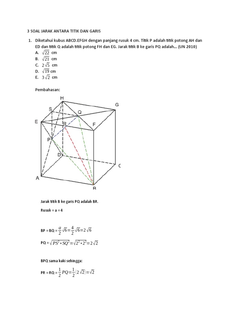 3 Soal Jarak Antara Titik Dan Garis | PDF